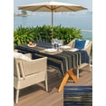 Blue Gold Lines Rectangle Outdoor Tablecloth with Umbrella Hole Strip ...