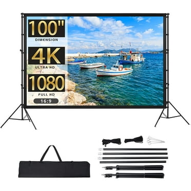 SKERELL Deal for 100 inch Portable Projector Screen with Stand,4K 16:9 ...