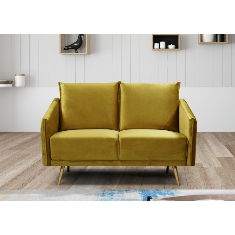 Funon 44.49 Velvet Square Arm Loveseat Seat Depth Shallow Under 21 Minimum Door Width Side to Side 17.32 Walmart