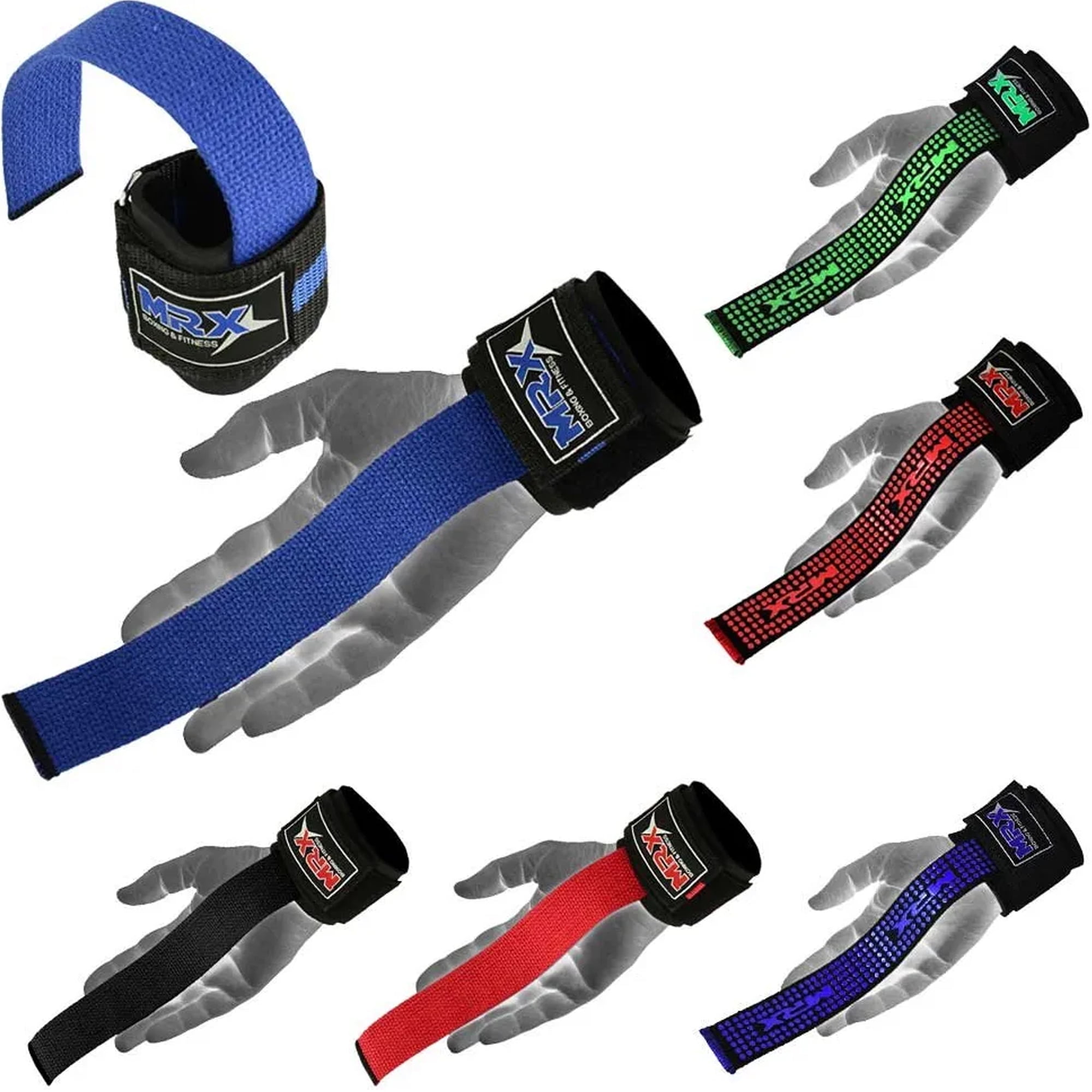 MRX WEIGHT LIFTING BAR STRAPS WITH WRIST WRAPS HEAVY DUTY BODYBUILDING ...