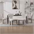 4-Piece Armless Dining Chair Set in Beige Chenille, Modern Farmhouse ...
