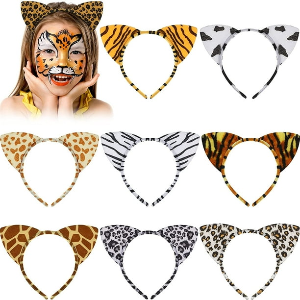 9 Pieces Cat Ear Headbands Leopard Ears Headbands Holiday Cheetah Ears ...