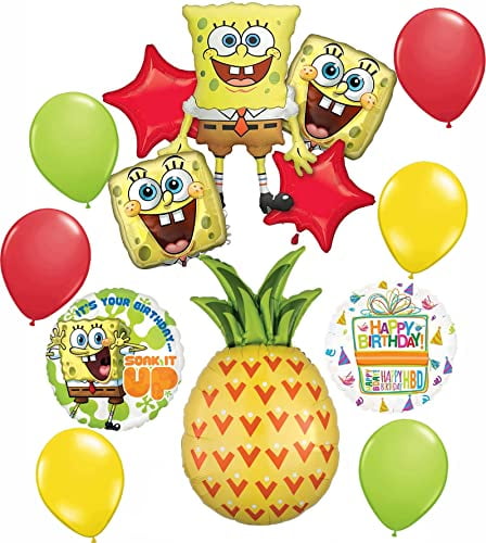 SpongeBob SquarePants Birthday Party Supplies Pineapple Balloon Bouquet ...