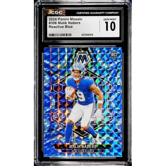 2024 Panini Mosaic Reactive Blue #306 Malik Nabers New York Giants CGC ...