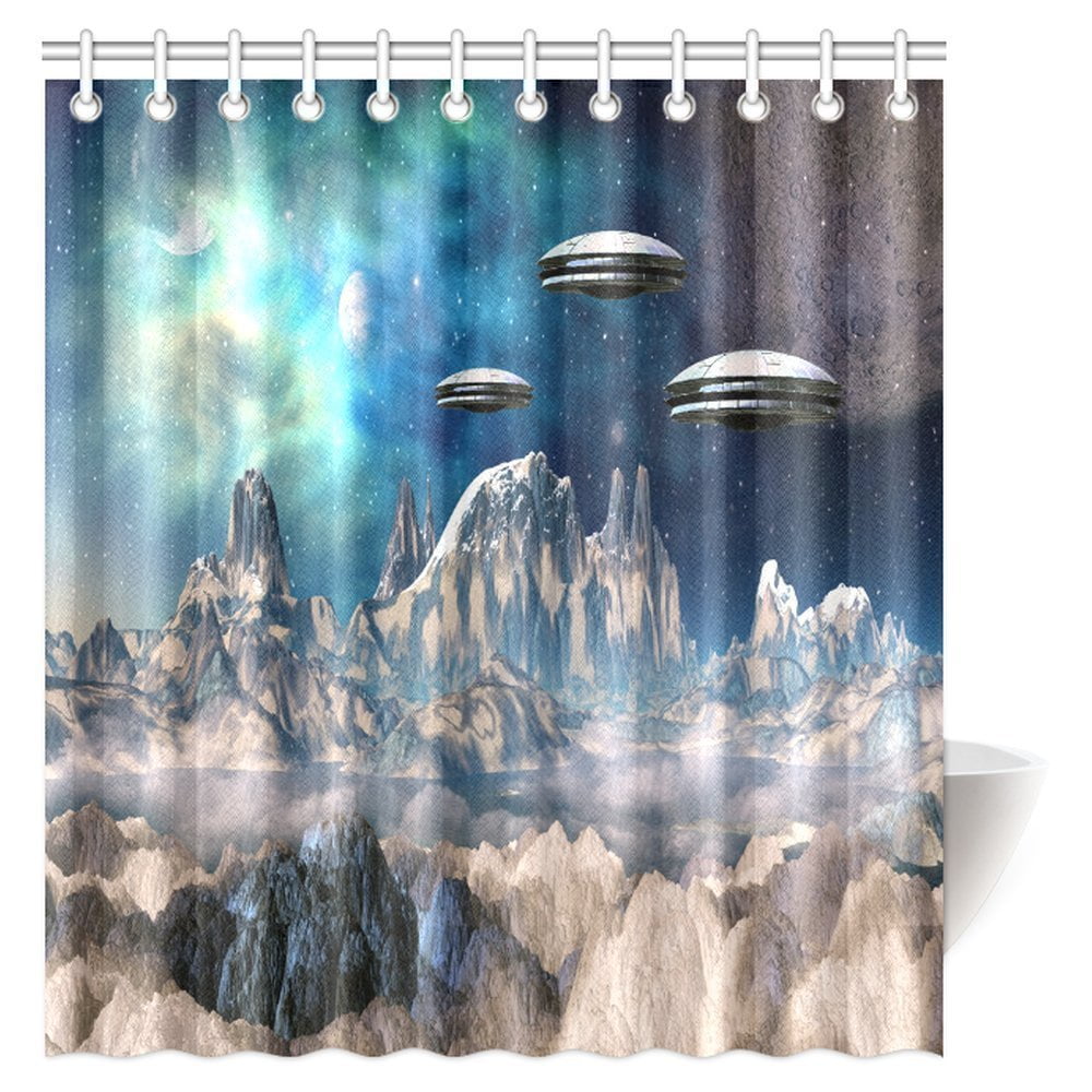 MYPOP Outer Space Shower Curtain, Fantasy Futuristic Science Fiction ...