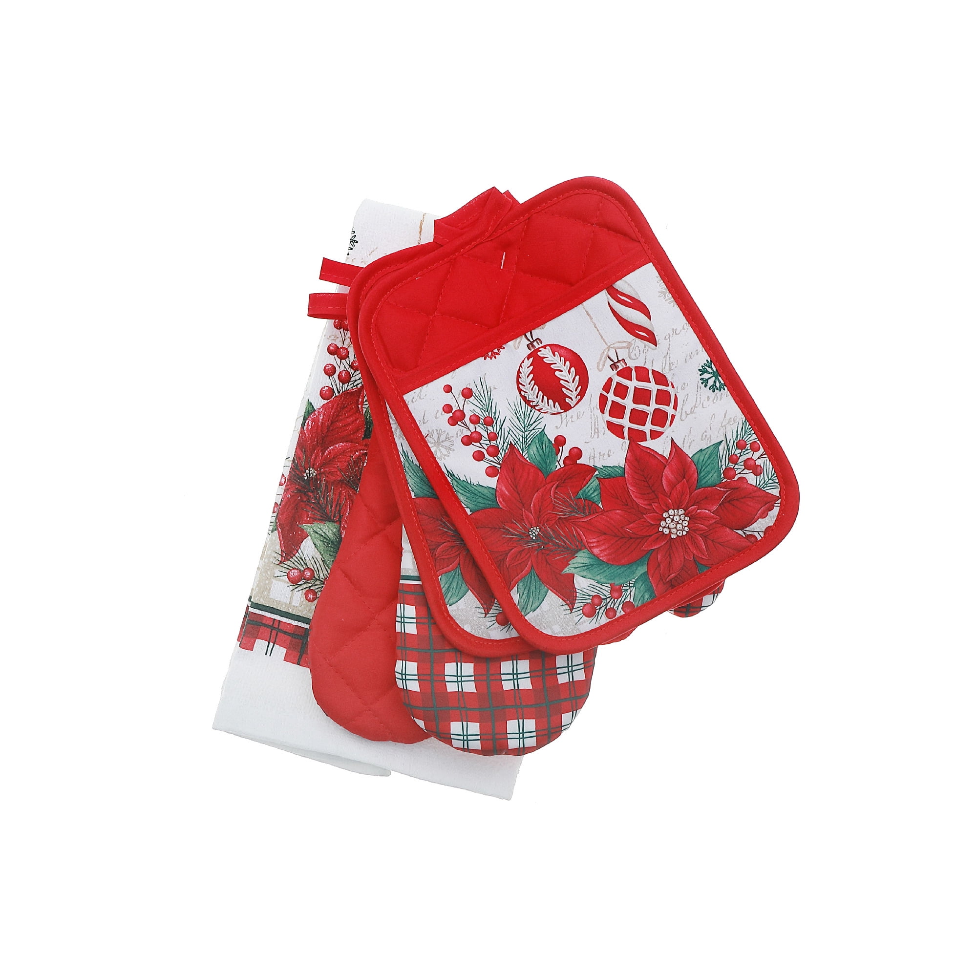 5 Pc Kitchen Set (Poinsettia W/ Ornaments) - Walmart.ca