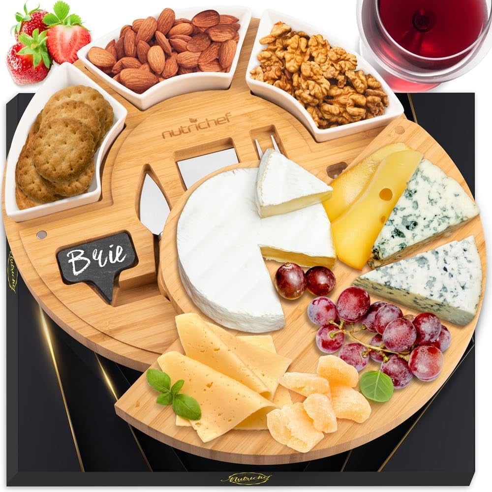 Click here for Nutrichef Bamboo Natural Cheese Board Set With Bon... prices