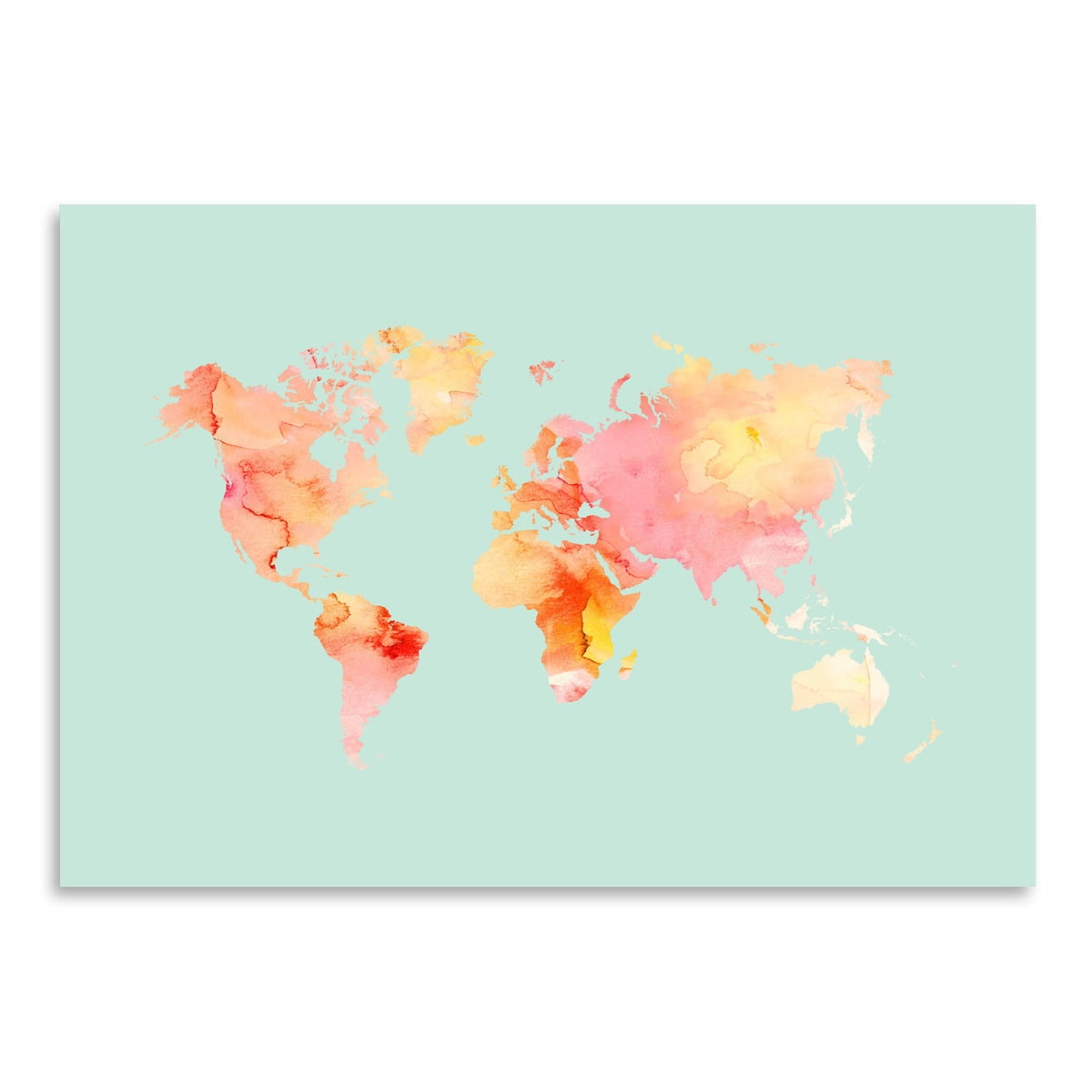 Americanflat World Map Pastel Watercolor by Amy Brinkman Poster Art ...