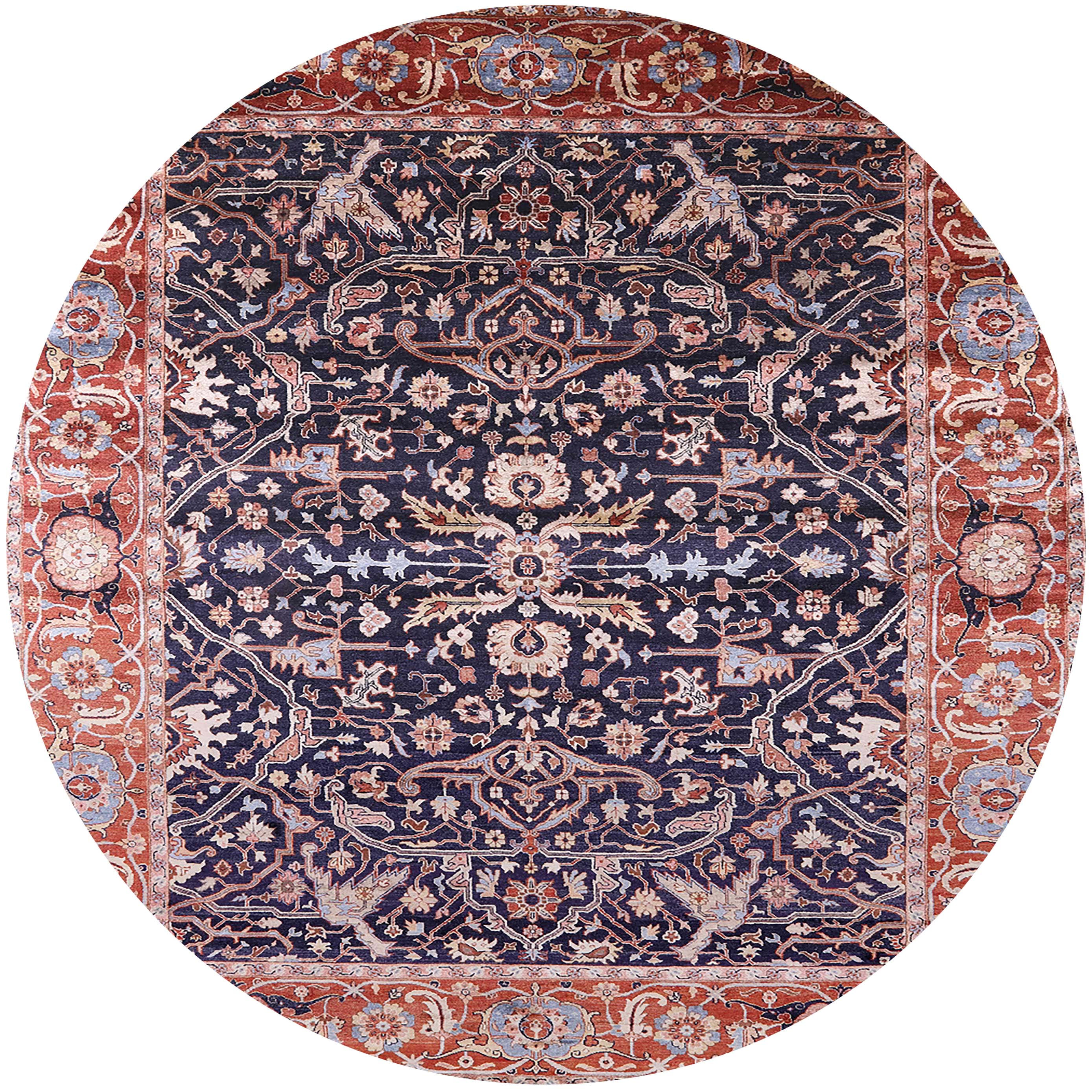 Ahgly Company Indoor Round Mid-Century Modern Red Oriental Area Rugs, 8 ...