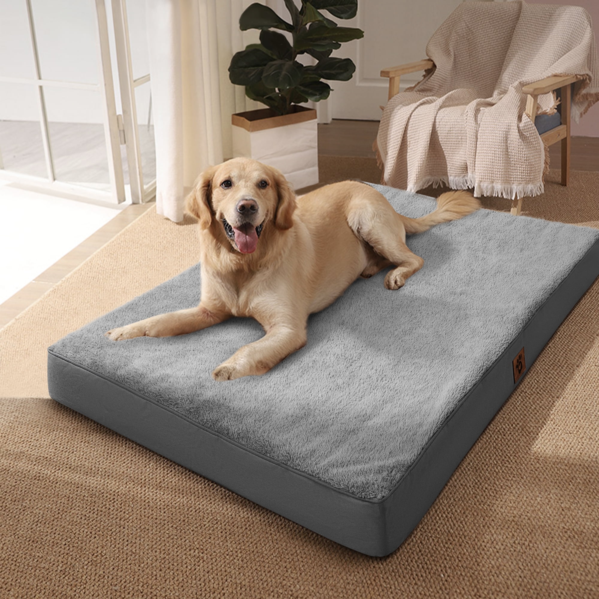 LBRO2M 𝑶𝒓𝒕𝒉𝒐𝒑𝒆𝒅𝒊𝒄 𝑫𝒐𝒈 𝑩𝒆𝒅 for Large Dog, Pet Bed Plush Mattress with ...