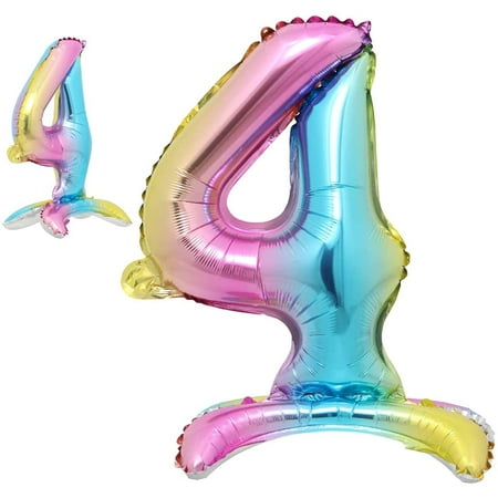 32 Inch Standing Number Balloons Foil Ballon Rainbow Gradient Digit ...