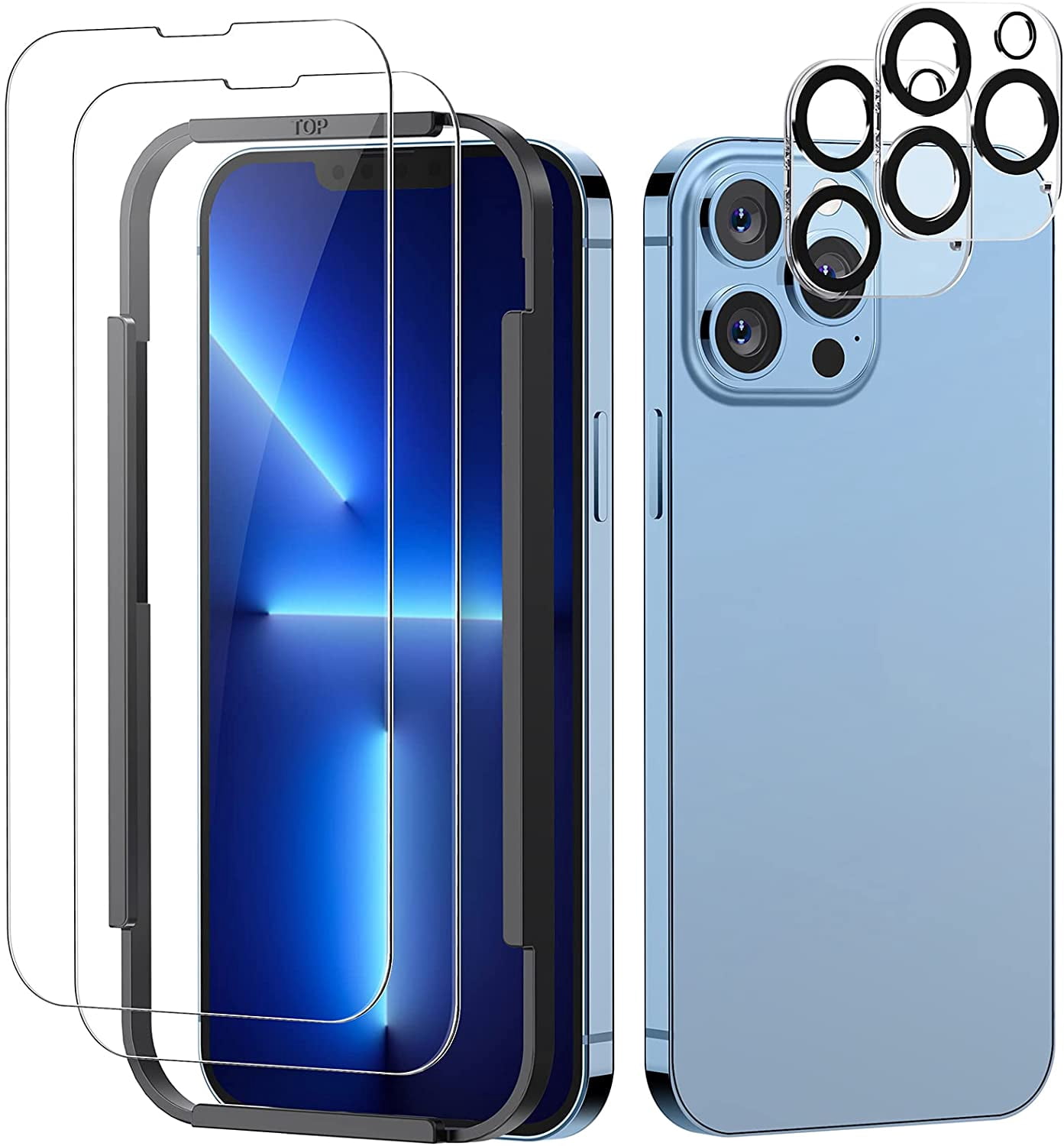 CAVN 2 Pack iPhone 13 Pro Max Tempered Glass Screen Protector + 2 Pack ...
