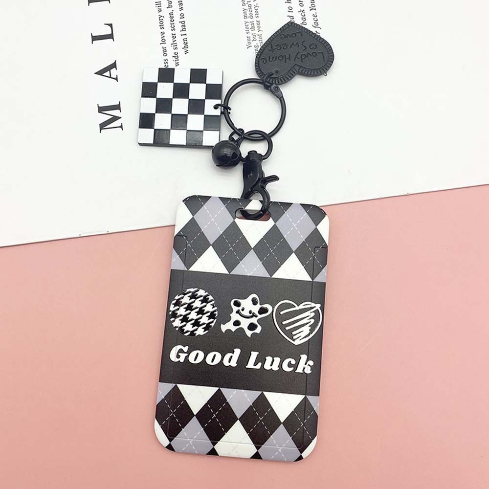 Lovely Office School Name Tags Keychain Straps Bank Credit Card Black and white grid ...