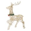 25" Lighted Silver Sisal Prancing Reindeer Christmas Yard Art Decoration - Walmart.com