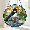 Nature Blackbird Scene Stained Glass Style Suncatcher, Round Window ...