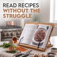 Bamboo Cookbook Stand Large, Adjustable Book Holder Tray and Page Paper ...