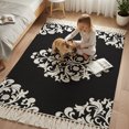 Bedroom Rug Carpet 3'x 5', Baroque Black Washable Floor Carpet with ...