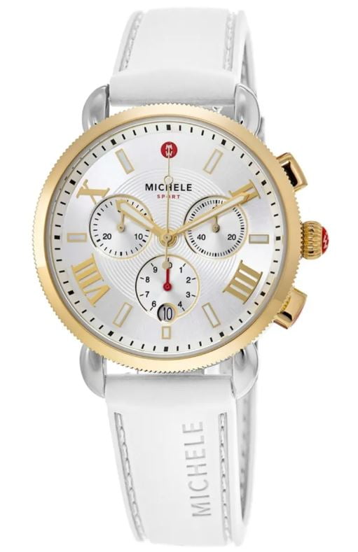 Michele Sport Sail Silver Dial Silicone Strap Women's Watch ...