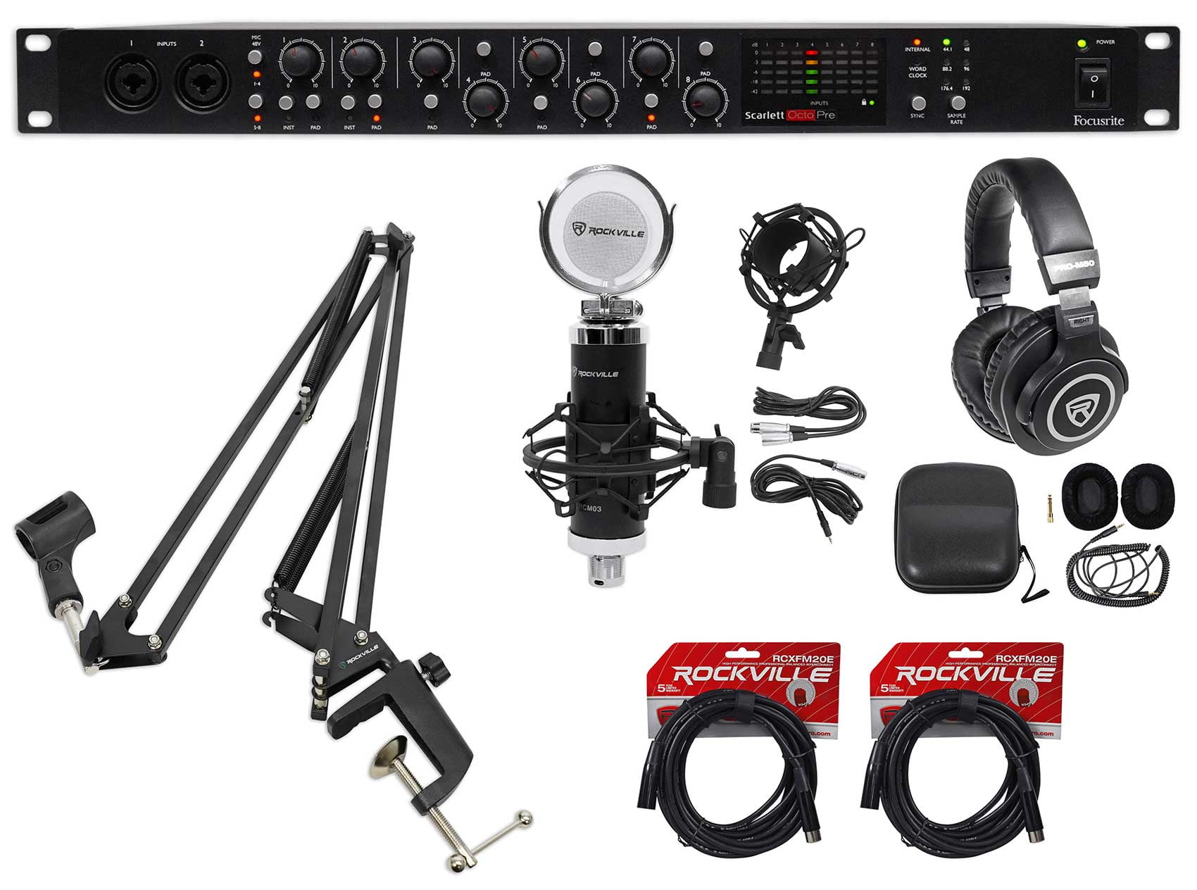 Focusrite Scarlett OctoPre 8-Ch Microphone Mic Preamp+Boom+Mic ...