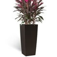 Brown 30" Tall Self-Watering Polypropylene Planter, 15.35" Square ...