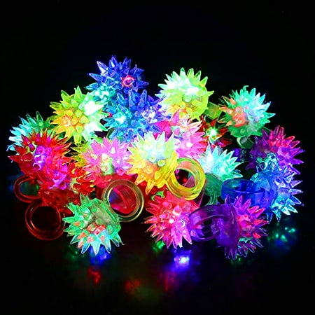 Fun Central I542, 24 Pcs, Assorted LED Jelly Porcupine Rings, Flashing ...