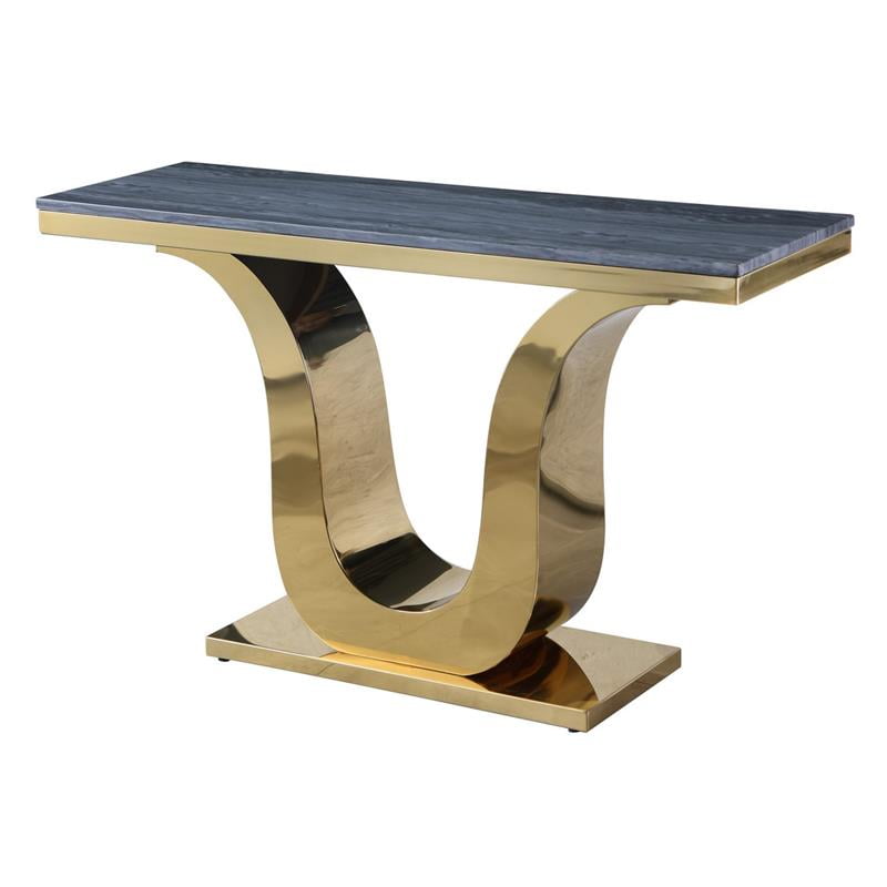 Genuine Gray Marble Top Console Table with Gold Stainless Steel Base ...
