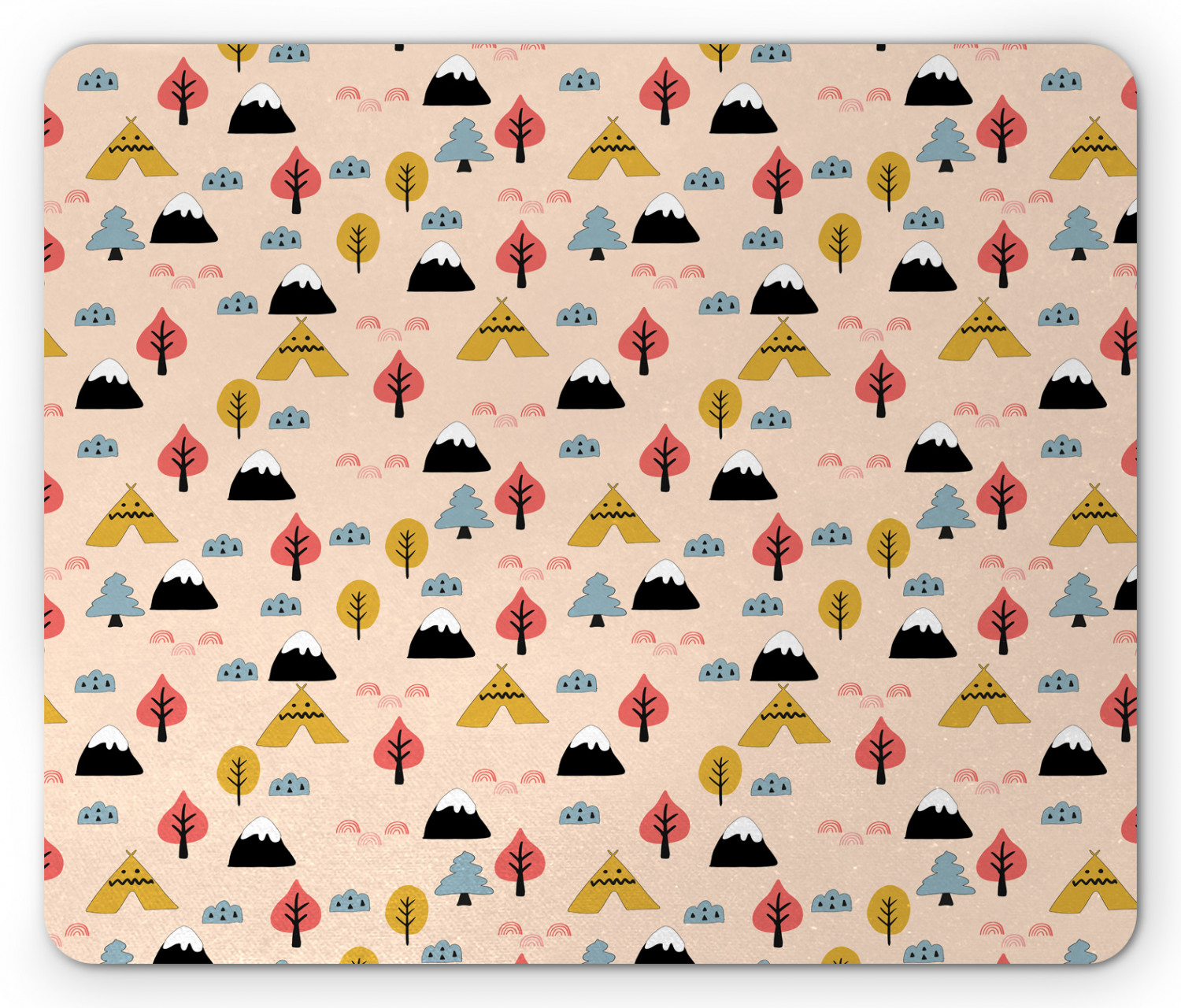 Camping Mouse Pad, Ethnic Theme Inspired Outdoor Activities with Trees ...