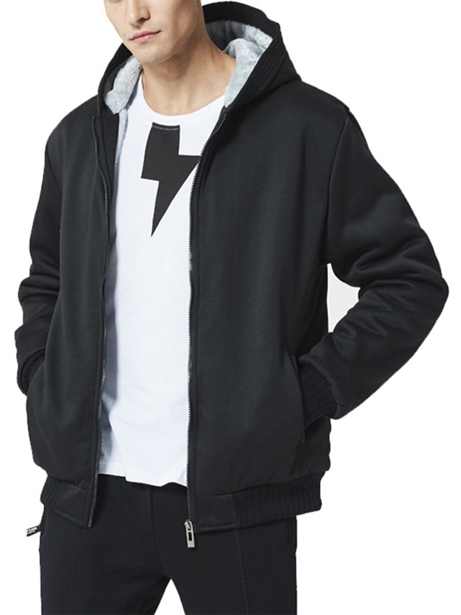 Buy Warm Winter Heavyweight Fleece Hoodies for Men Chic Full Zip up ...