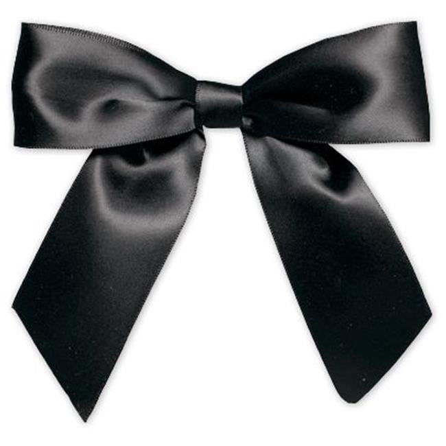 Deluxe Small Business Sales BOW261-39 3 in. Pre-Tied Satin Bows, Black ...