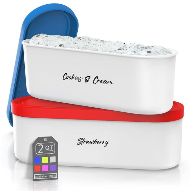 Ice Cream Containers - 2 Quart Ea. (Set of 2) - Premium Reusable ...