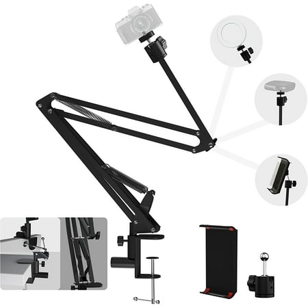 ZHOKSYI Upgraded Camera Desk Mount Stand, Adjustable Suspension Scissor ...