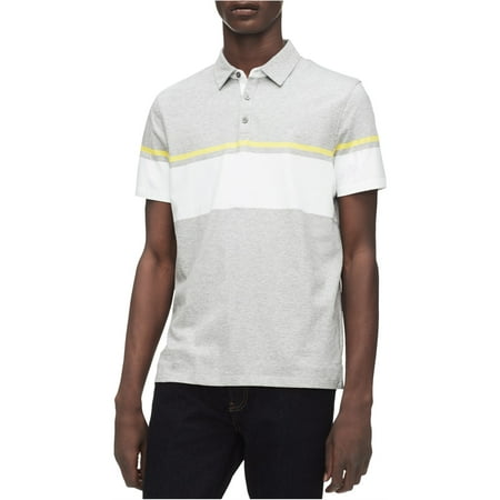 Calvin Klein Mens Two Tone Stripe Rugby Polo Shirt, Grey, Large ...