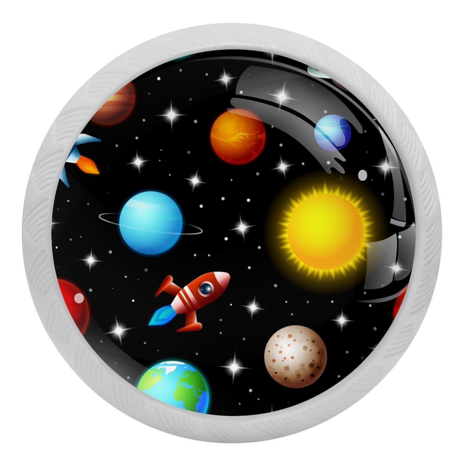 4PCS Round Space Rocket Cabinet Fluorescence Knob Glowing in the Dark ...