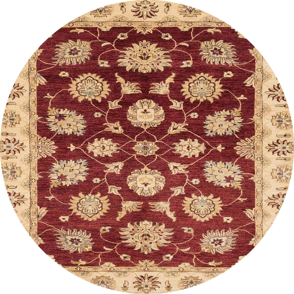 Ahgly Company Indoor Round Abstract Red Oriental Area Rugs, 4' Round ...