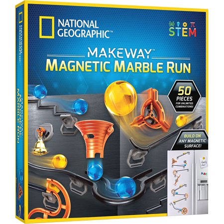 Magnetic Marble Run - 50-Piece STEM Building Set for Kids & Adults with ...