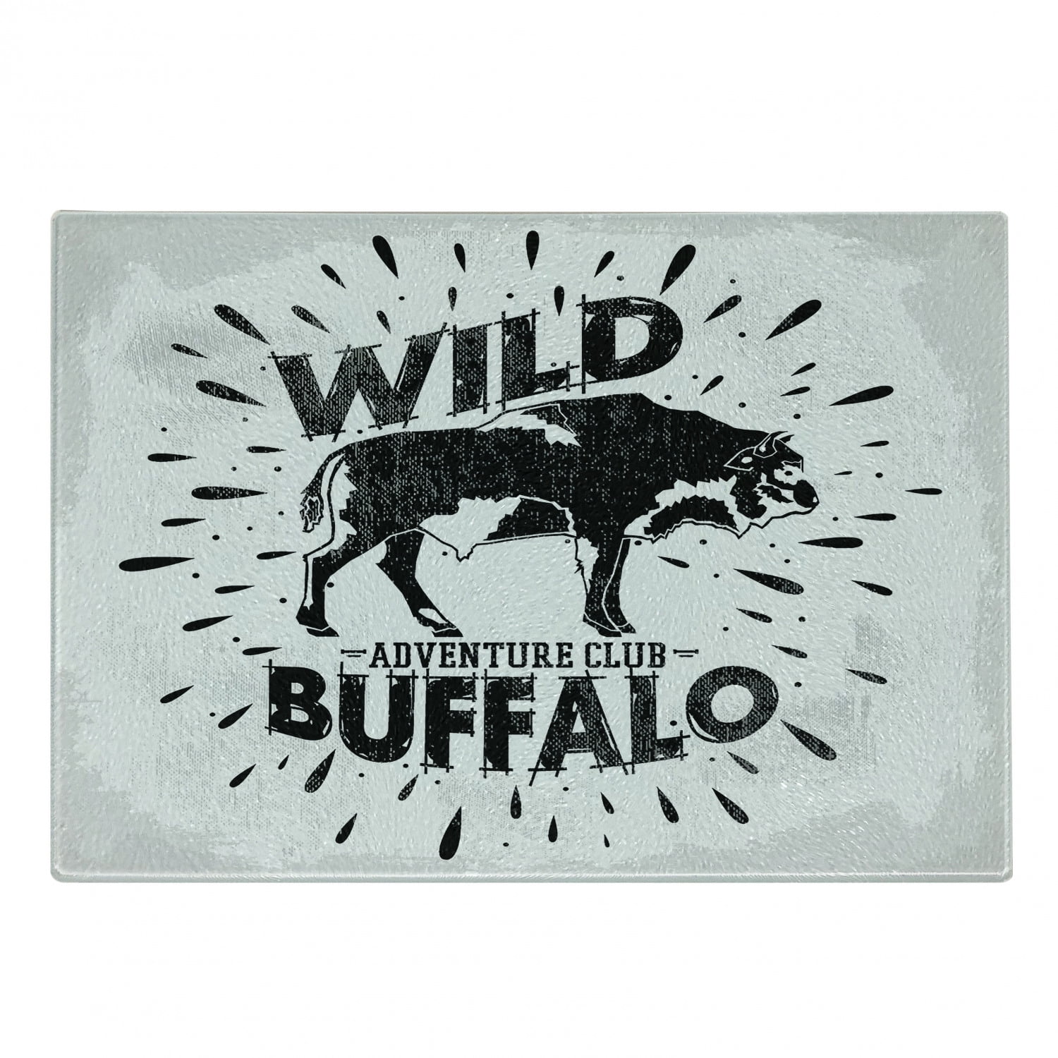 Buffalo Cutting Board, Monochrome Style Wild Animal Bison Illustration ...