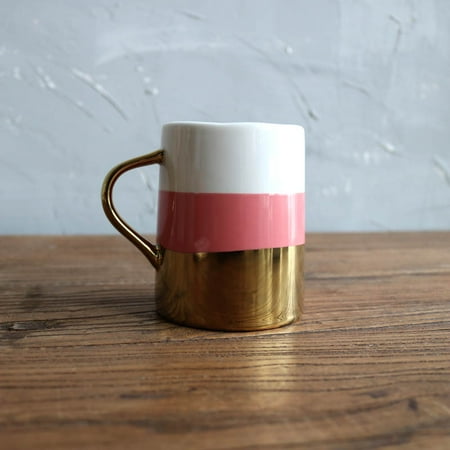 Homeex Ceramic Gold plated Pink Straight Hand Kneader Mug coffee Cup ...