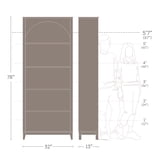 Prepac Ark 78" Tall 5-Tier Arched Bookcase in Natural Oak, Modern ...