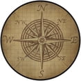 Compass Rose Retro Round Area Rug, Vintage Pattern Non-Slip Circle Rug ...