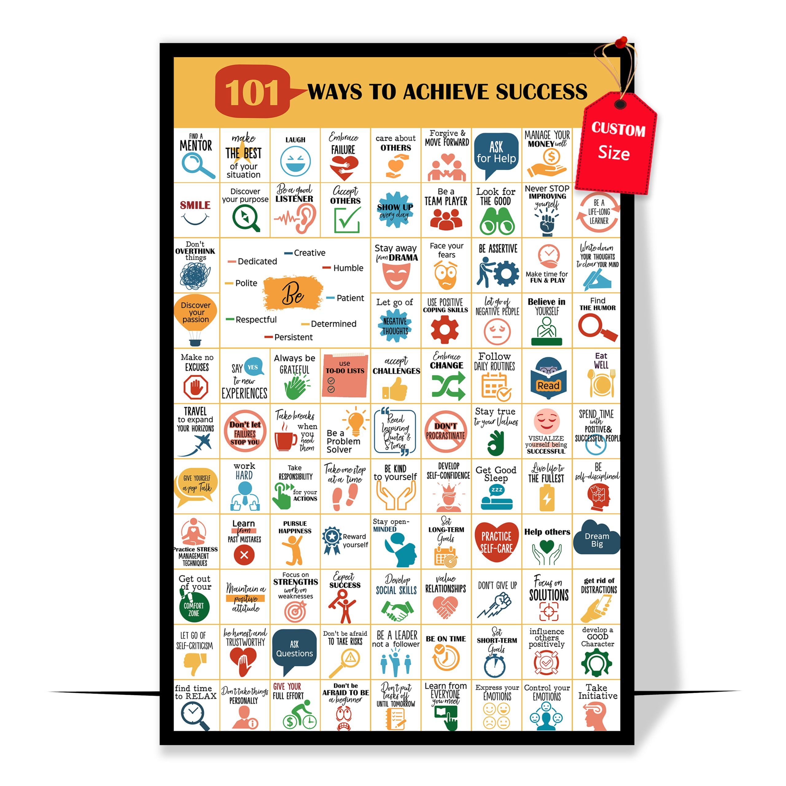 LOLUIS 101 Ways To Achieve Success Poster, Growth Mindset Poster ... LOLUIS 101 Ways To Achieve Success Poster, Growth Mindset Poster ...