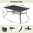Black All-Weather Steel Slat Patio Dining Table for 6 People ...