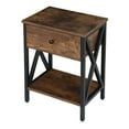 ZenStyle Set of 2 End Tables with Drawer, Shelf, X-Design Frame, for ...