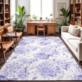 3x5 Purple Hydrangea Area Rug for Bedroom, Washable Non Slip Low Pile ...