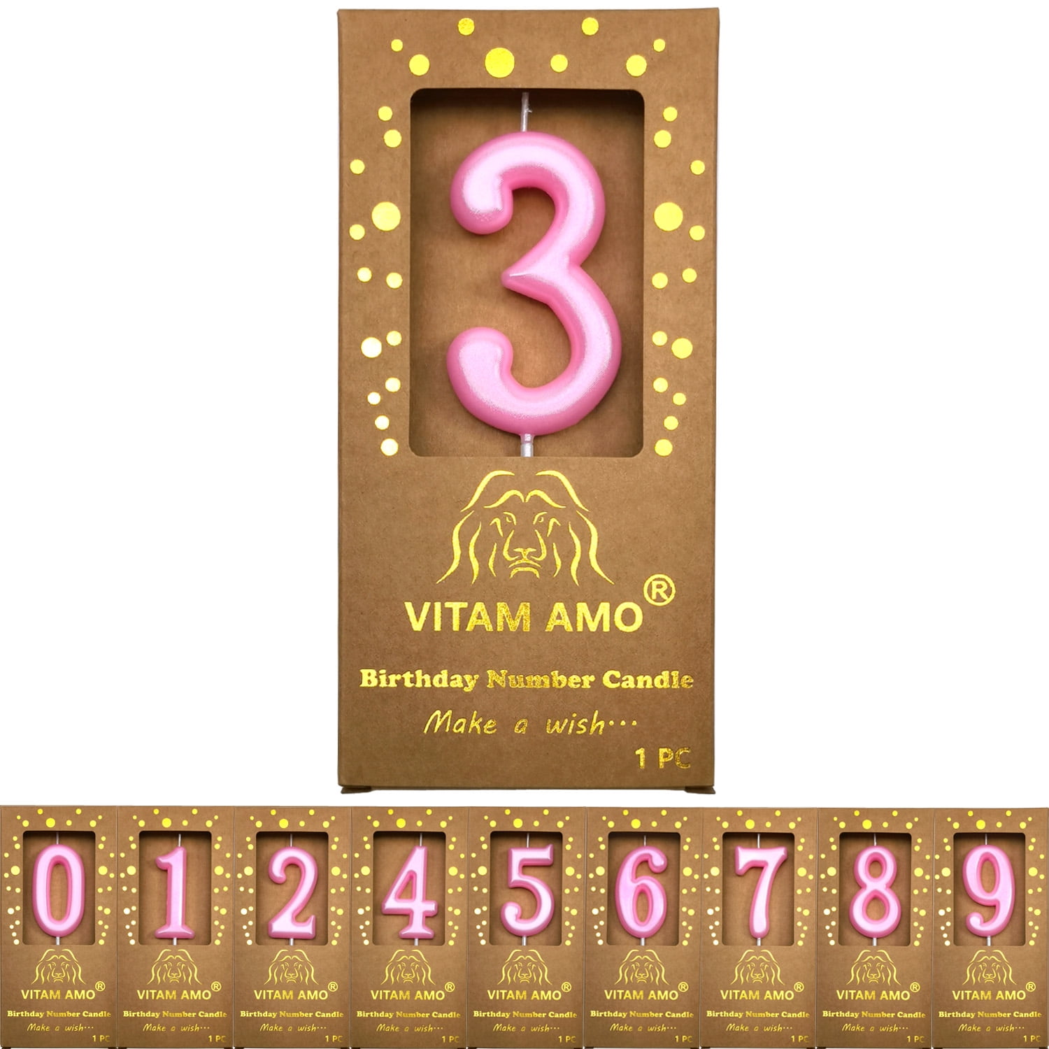 Cake Candles Vintage Style Hot Pink Color Large Size Number Candles ...