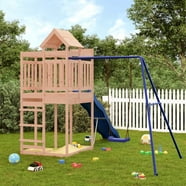 Funphix Large Kids' Playhouse - Wooden Clubhouse with Sandbox, Bench ...