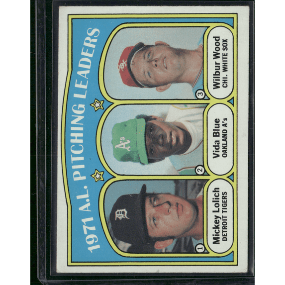 1972 Topps VIDA BLUE/MICKEY LOLICH/WILBUR WOOD #94 1971 AL Pitching ...