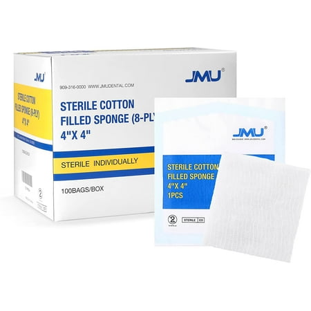 2''x2'' Sterile Gauze Pads 100 Count, Cotton Filled Gauze Individually ...