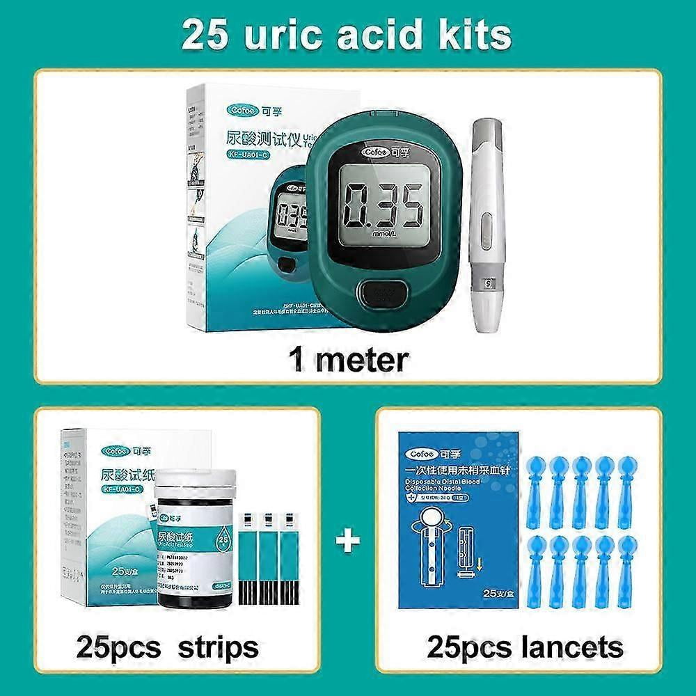 Cofoe Uric Acid Monitor with Test Strips And Lancets Needles For Home ...