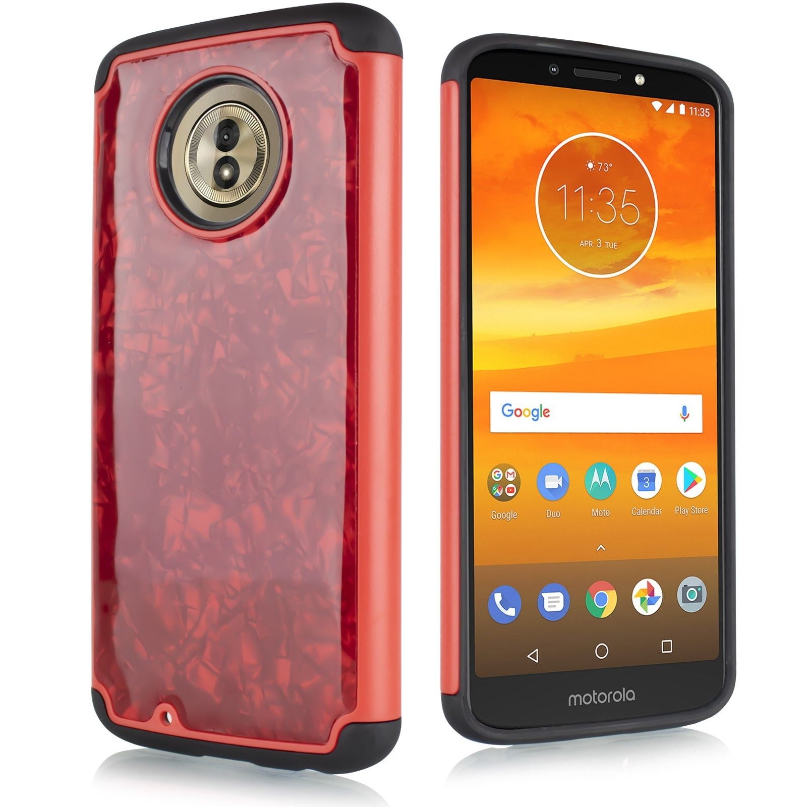 for 5.7" Motorola Moto G6 Hybrid Tempered Stained Glass PC Hard Back ...