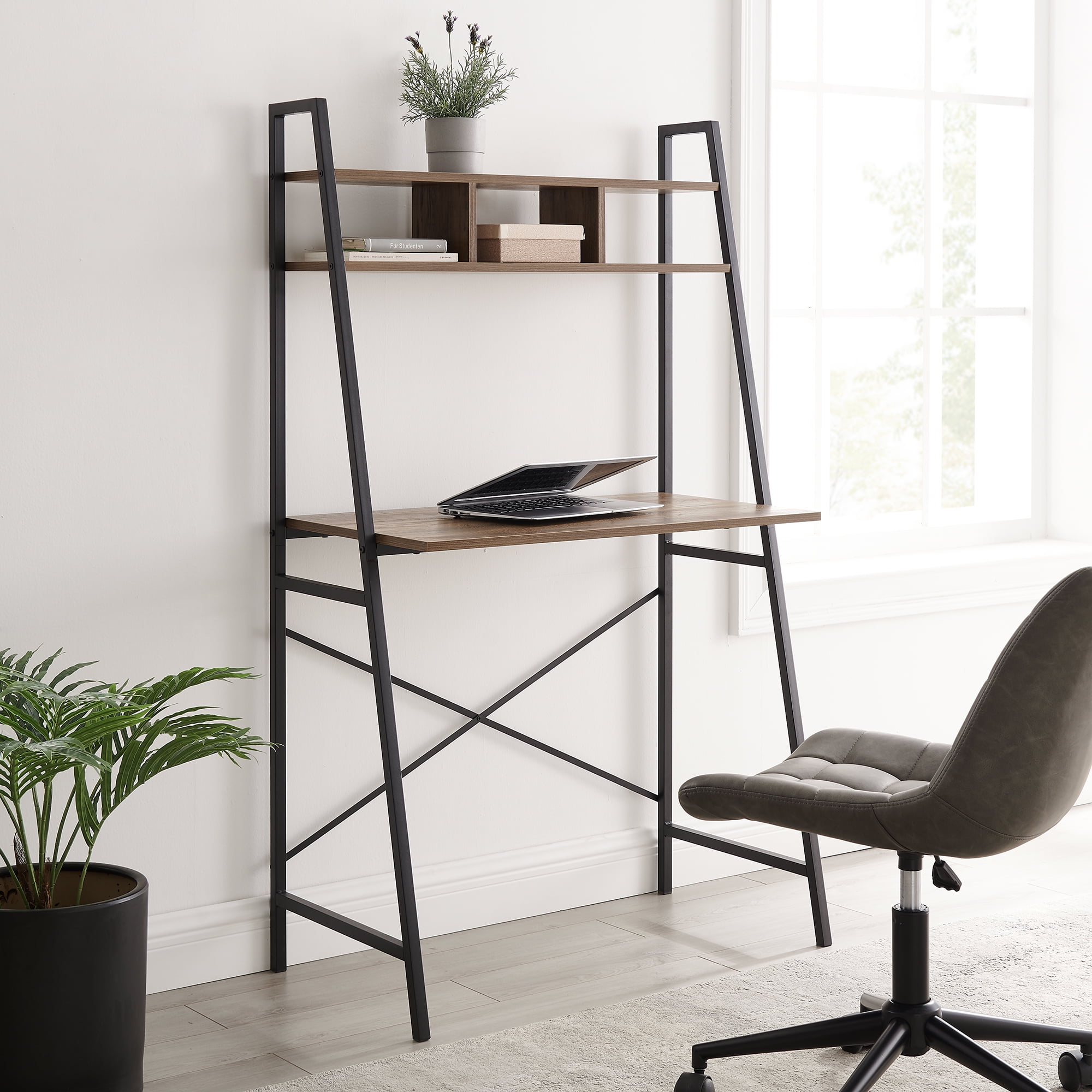 Manor Park Urban Industrial Ladder Storage Desk, Reclaimed Barnwood ...